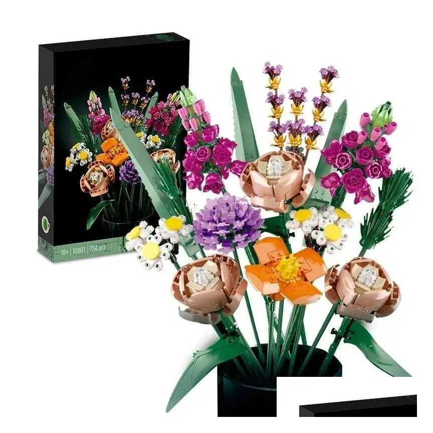 Fomantic Rose Orca Flower Building Blocks Toy With DIY Potted ...