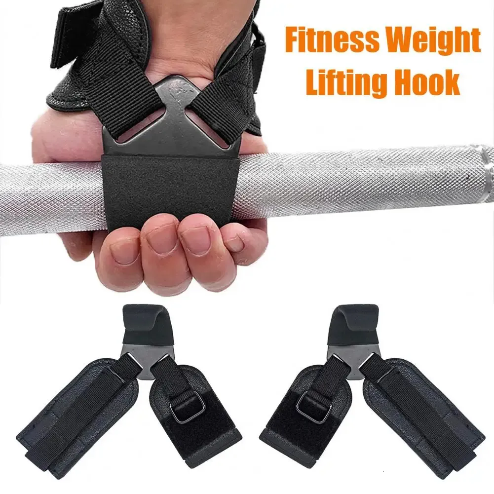 Leather Weightlifting Hooks Gym Fitness Non-slip Heavy Duty Steel Wrist ...