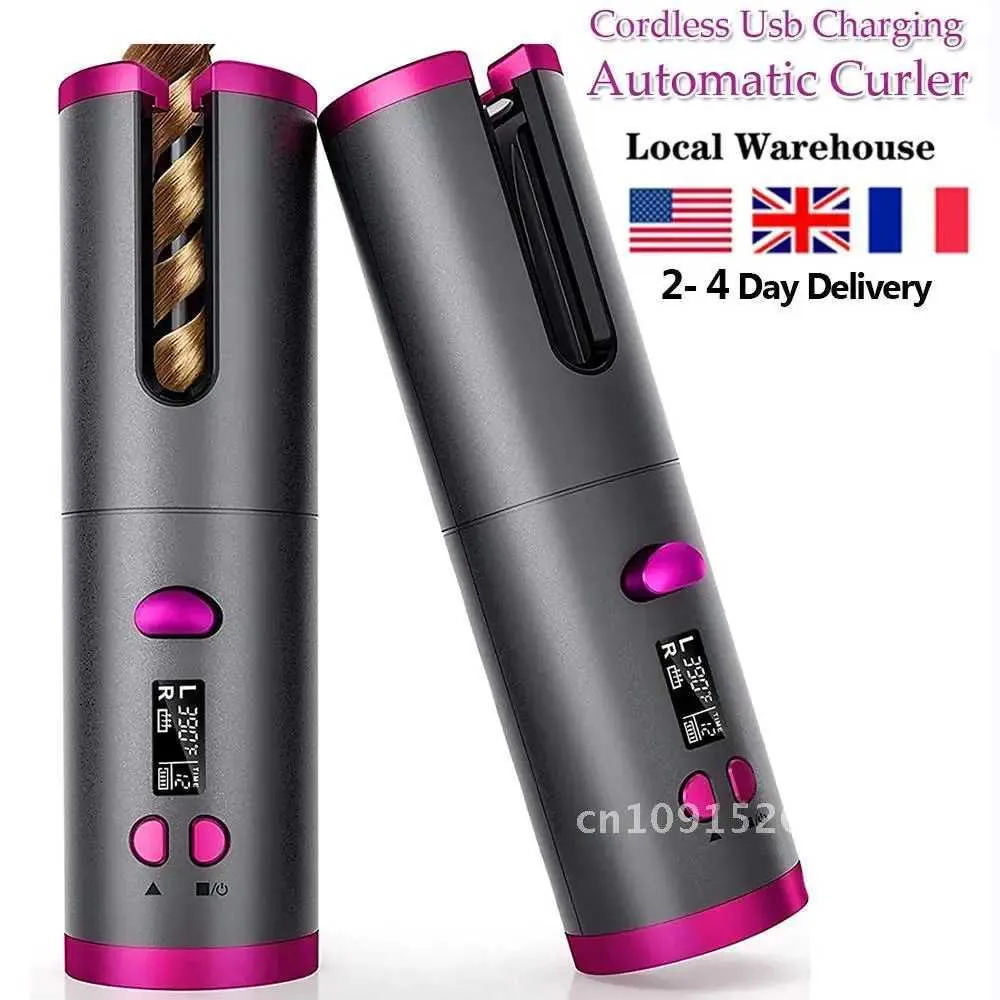Cordless Automatic Curling Iron Portable Wireless USB Charging Ceramic ...