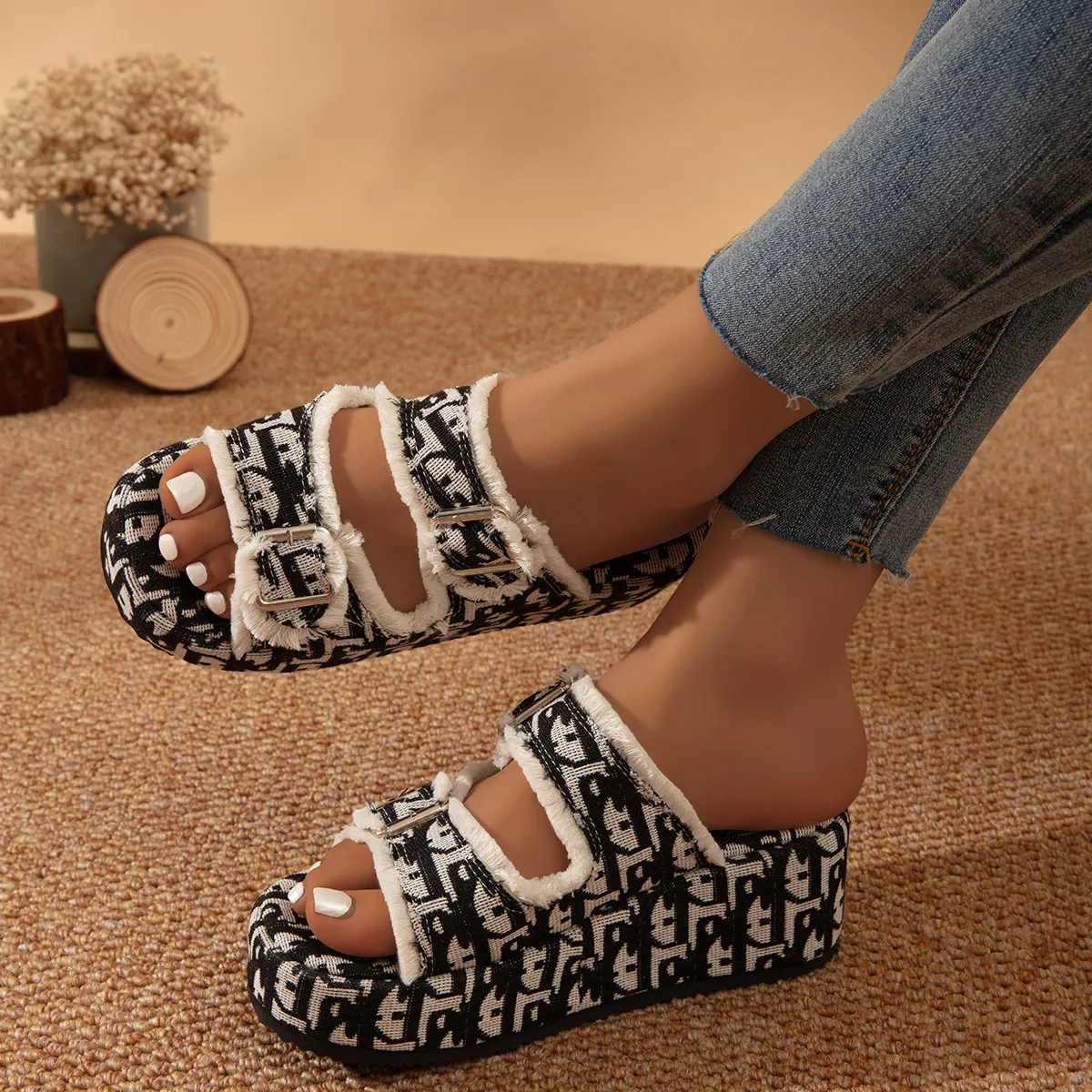 New Designer Flats for Women, Blue and Black, Large Sized, Lame Heel ...