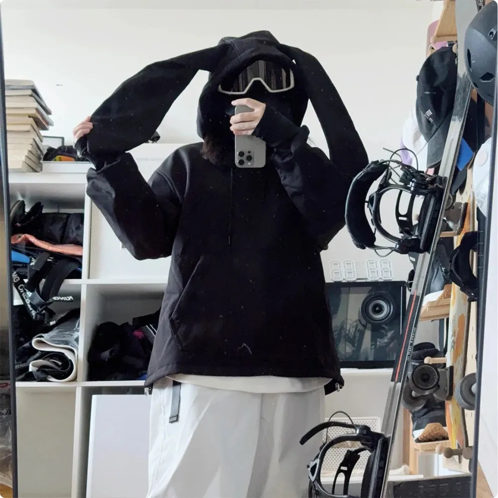 5-color rabbit ear acetate hooded oversized waterproof windproof skiing ...