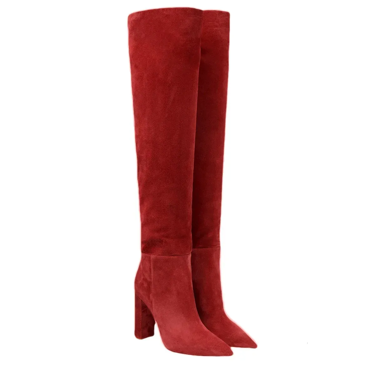 British Style PU Suede Over The Knee Wedge Heel Half Boots with Metal ...
