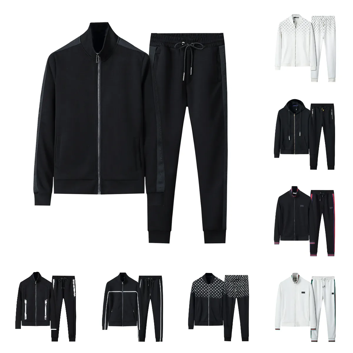 Men's Slim Bamboo Fiber Tracksuit with Embroidered Letter Pattern and ...