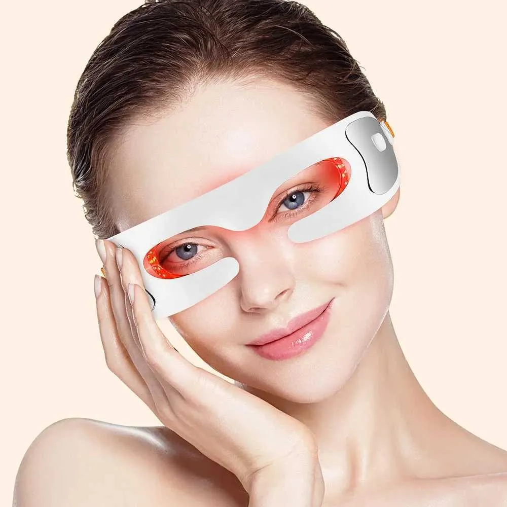 Heat & Vibration Eye Massager with Reusable Gel Pads for Dark Circles ...