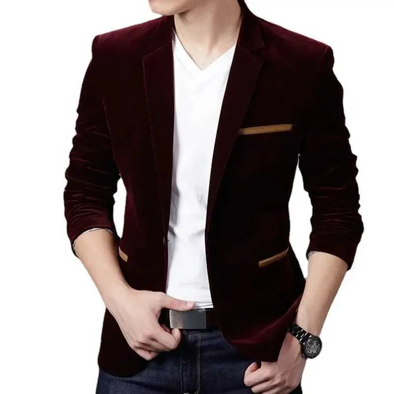 Men Corduroy Suit Jackets Male Smart Casual Blazers Slim Single ...