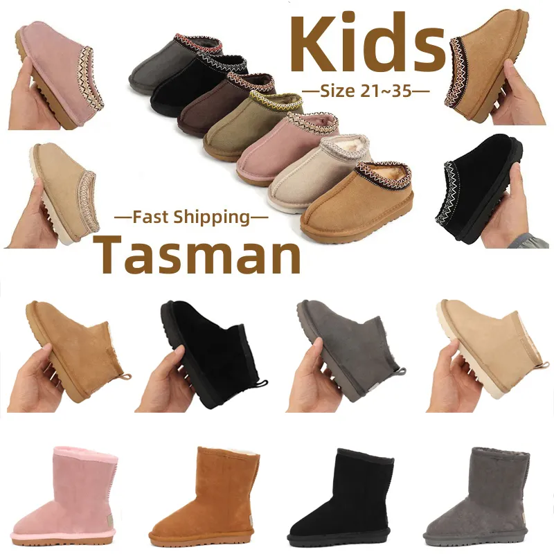 Designer Australian Tasman Fluffy Slipper Boots For Kids Snow Suede Fur ...