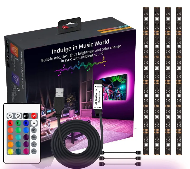 USB LED TV Backlight Strip With Bluetooth Music Sync & Timer, RGB 5050 ...