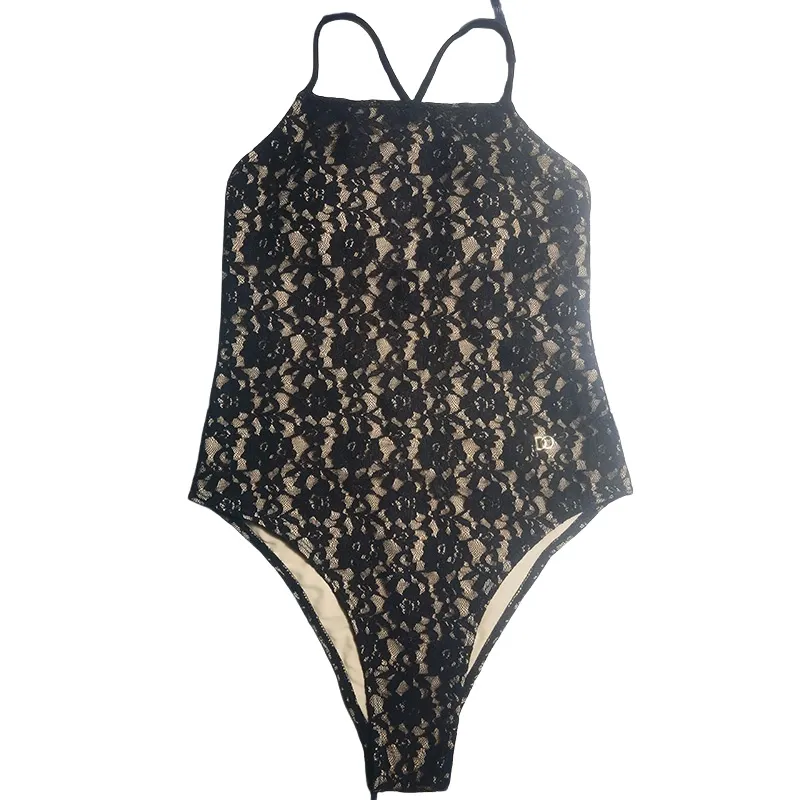 Sexy Lace Bikini Women Halter Backless Monokini With High Waist Cover ...