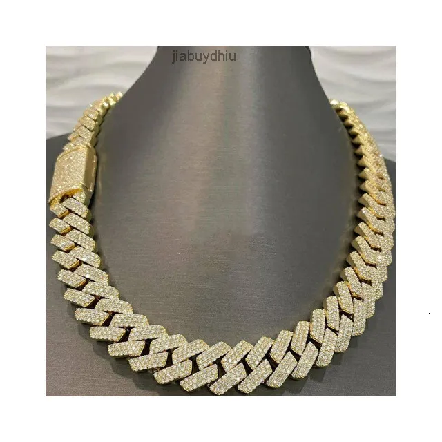 18mm Miami Cuban Link Crystal Chain With VVS Moissanite Diamonds 925 ...