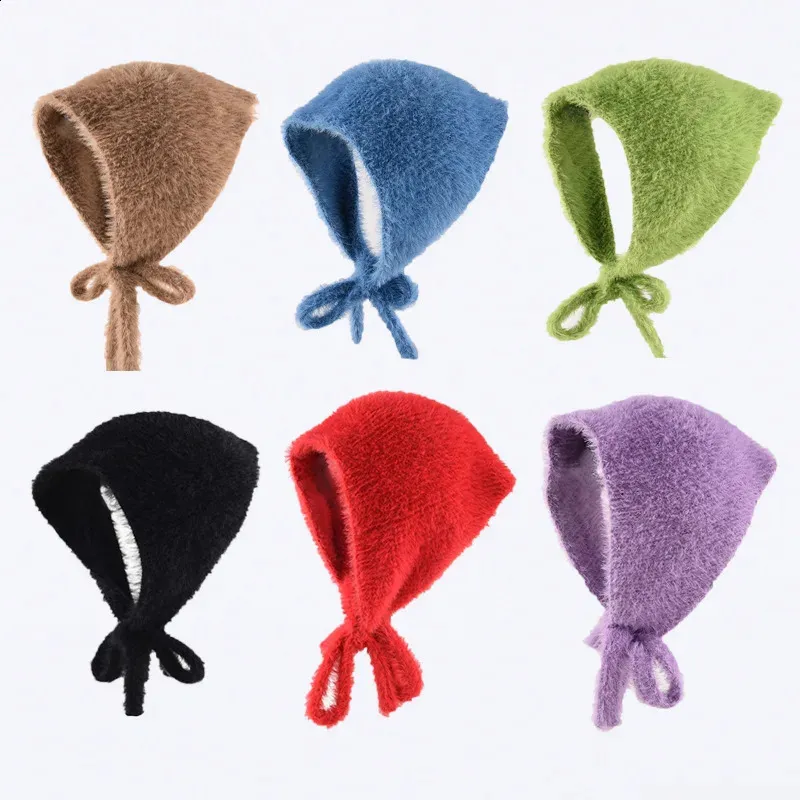 Silk triangular knit scarf for men, plush warm headscarf and necktie ...