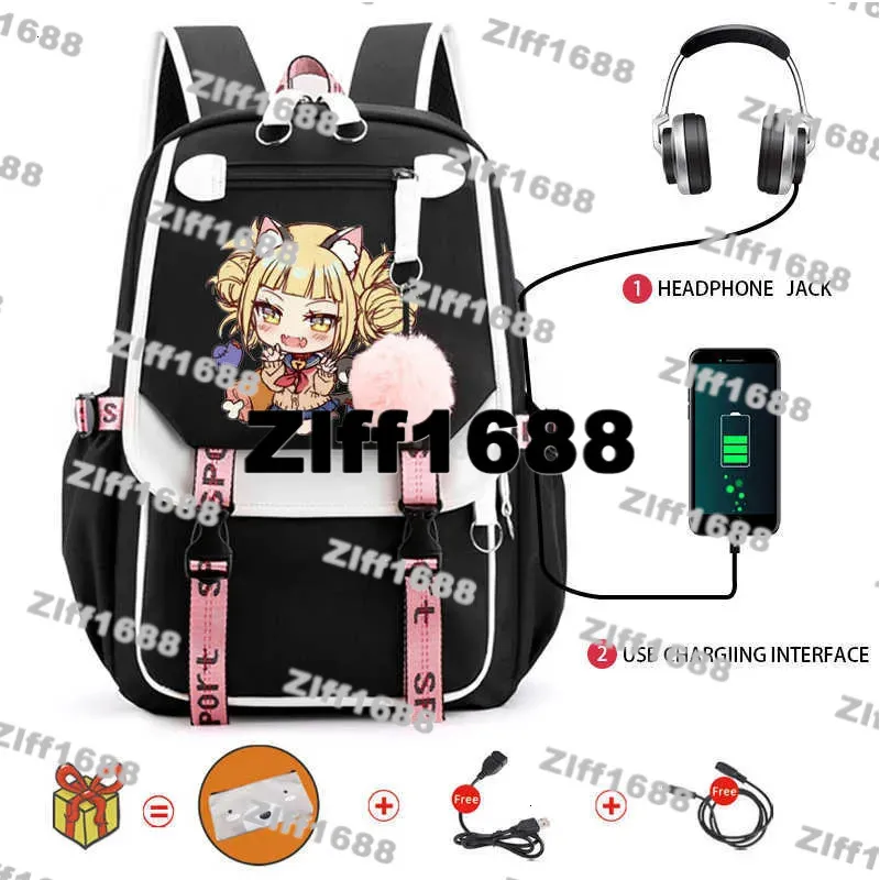My Hero Academia Toga Himiko Backpack Canvas School Bag Large Capacity ...