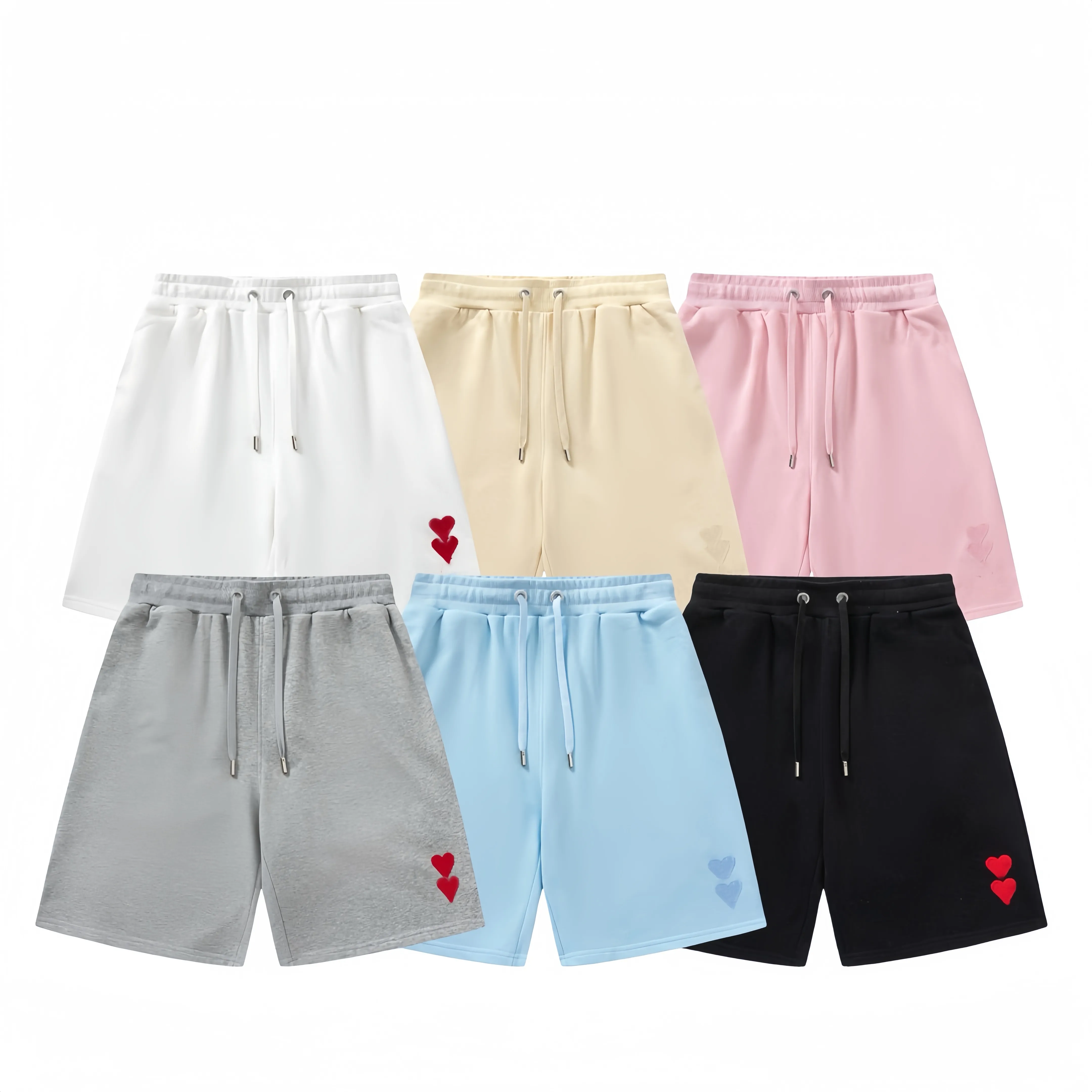 Men's Casual Designer Shorts: Beach Pants with Heart-Shaped Embroidery ...