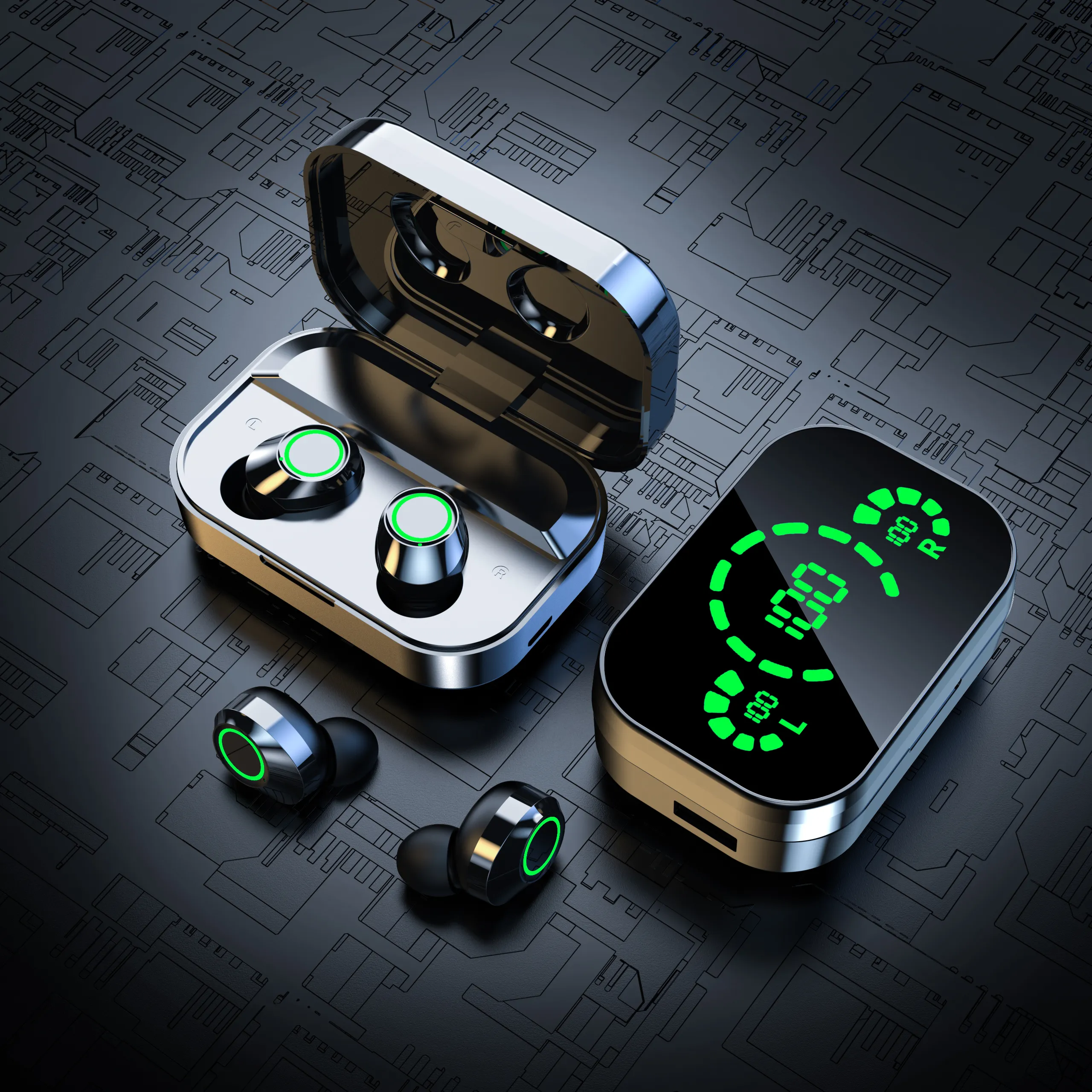 Mirror TWS Bluetooth Earbuds With Charging Case Wireless Stereo ...