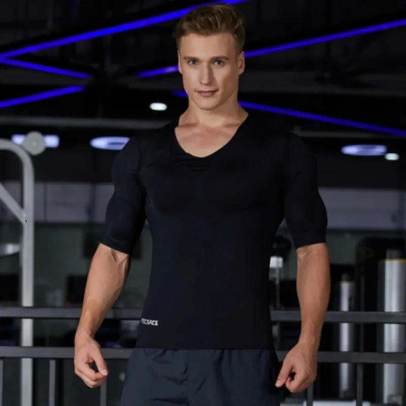 Men ABS Muscle Shaper Invisible 8 Pack PEC Underwear Padded Shirt ...