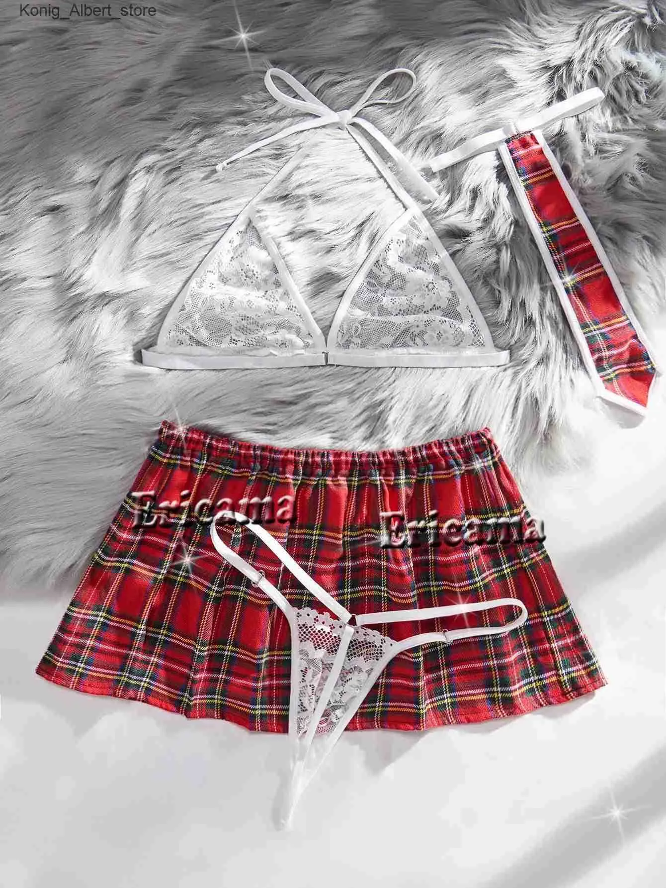 Exotic Plaid Lingerie Set: Sexy Uniform Bra And Thong Underwear For ...