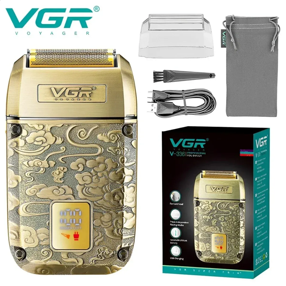 VGR Shaver Professional Razor Rechargeable Beard Trimmer Stainless ...