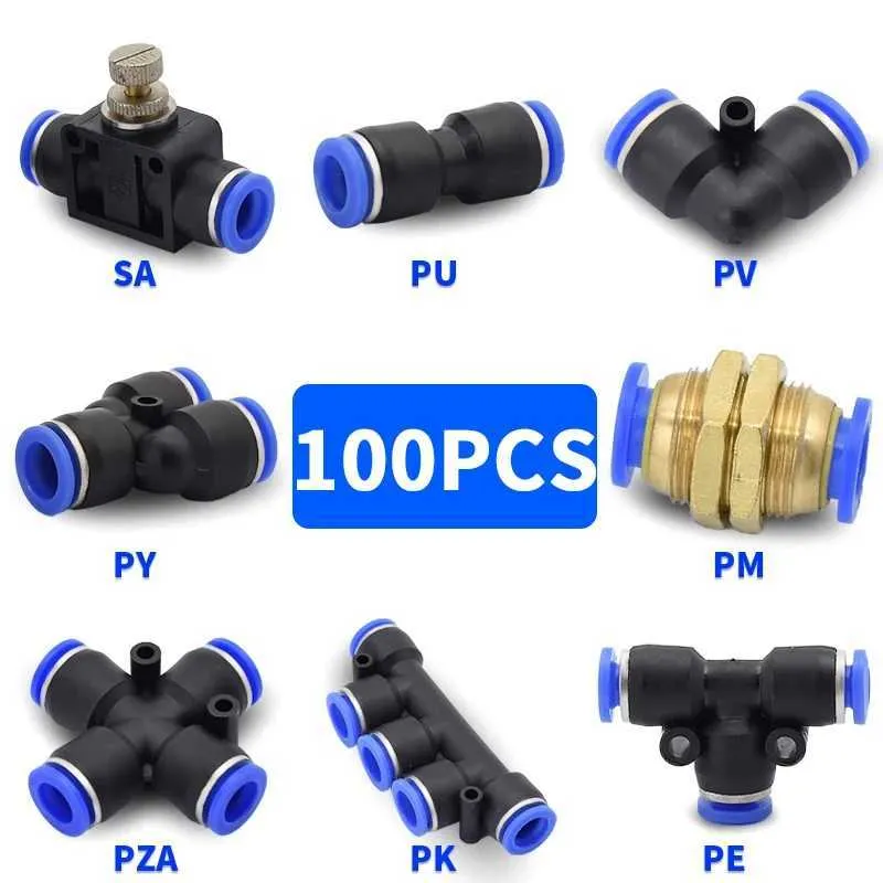 Pneumatic Fitting Pipe Connector Tube Air Quick Fittings Water Push In Hose Plastic 4mm 6mm 8mm ...