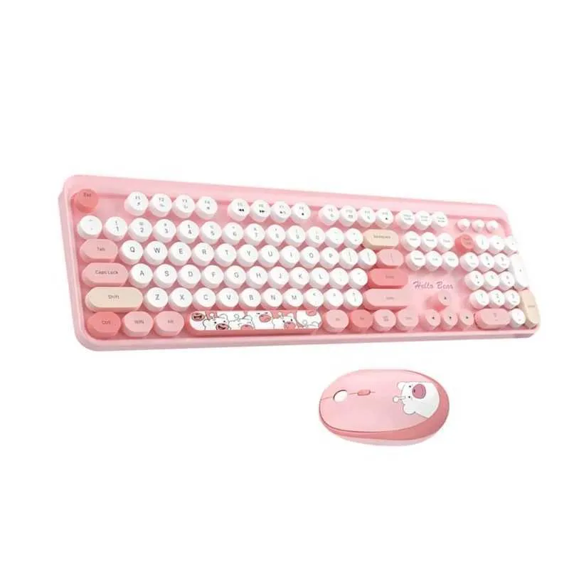 Wireless Hello Bear Keyboard and Mouse Set - Cute 2.4G Gaming for PC ...