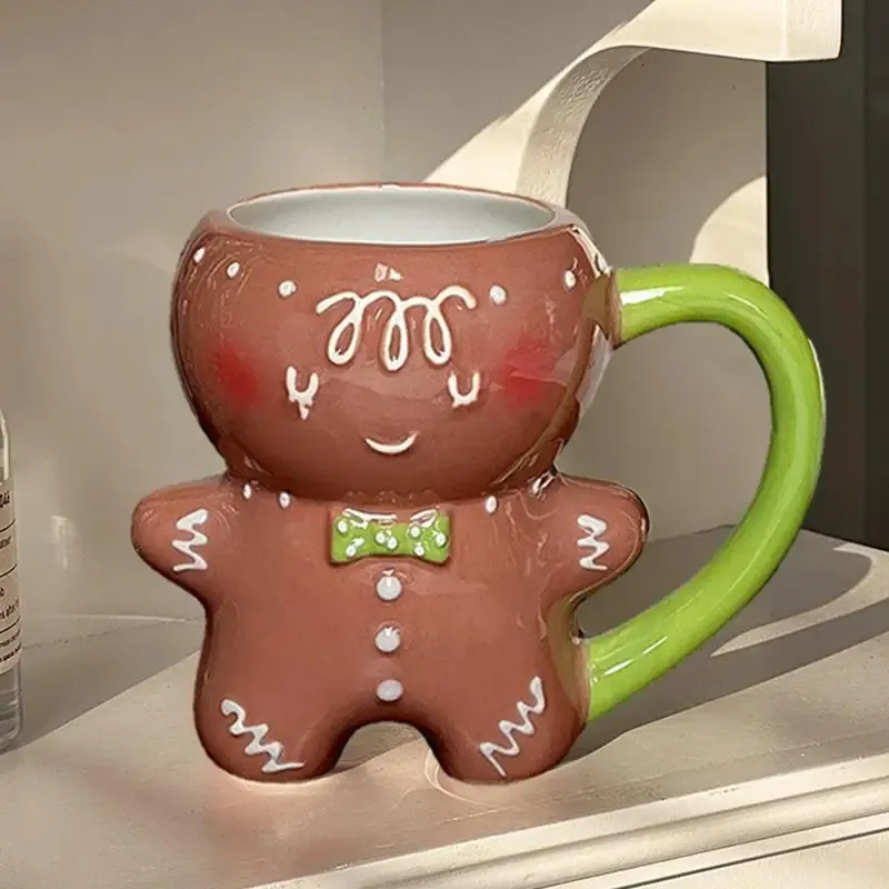 Cute Gingerbread Man Mug Cartoon Cute Kawaii Christmas Mug 3D ...