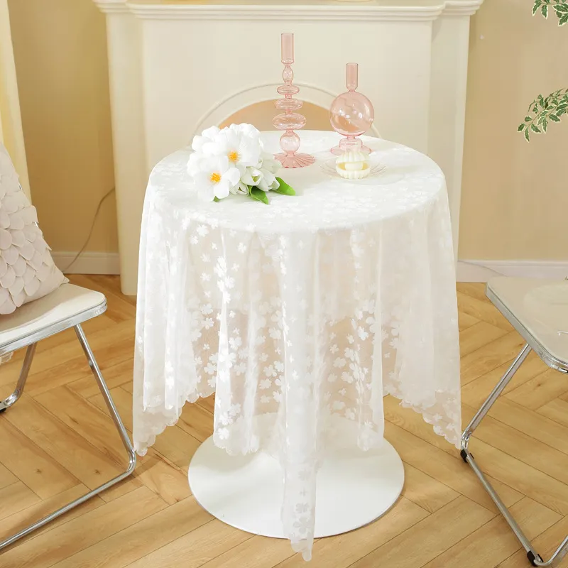 Elegant Lace Tablecloth - Round & Rectangular, Embroidered Yarn, Table ...