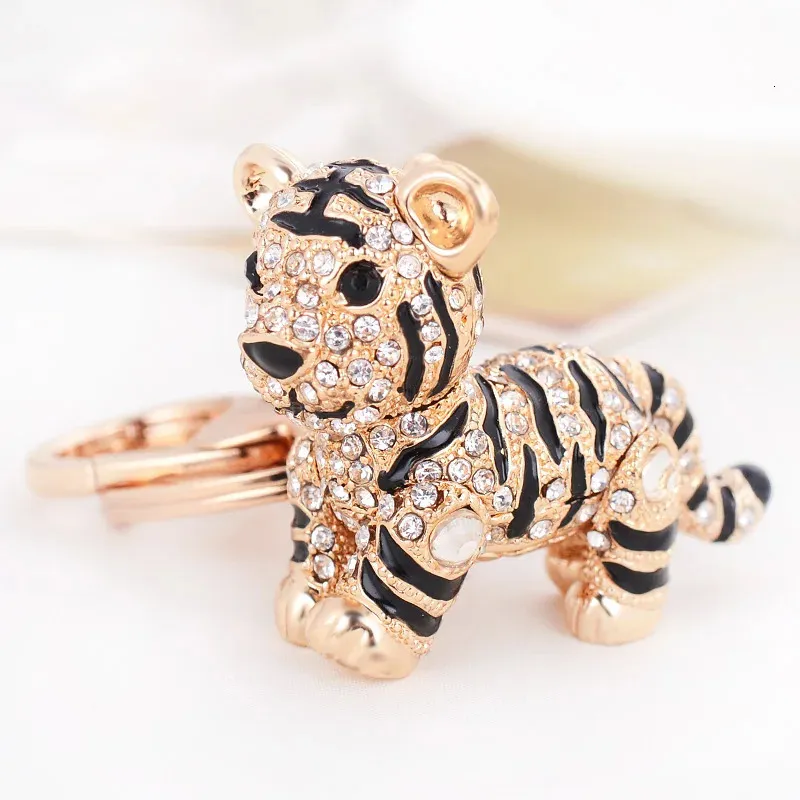 EASYA Colorful Rhinestone Tiger Keychain Crystal Pillar Design for Boys ...