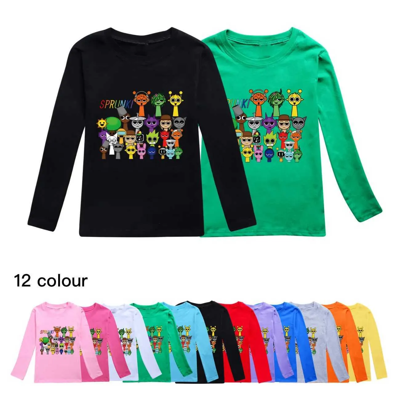 Sprunki Incredibox Kids Cotton Long Sleeve T Shirt O Neck Toddler Boys ...