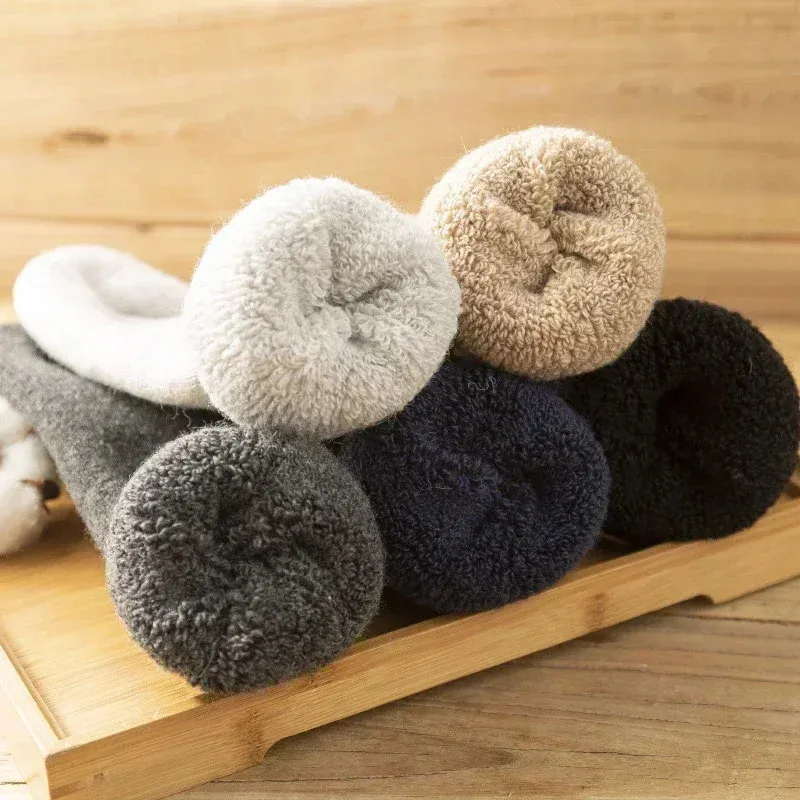 Acrylic Wool Socks Over Knee Thermal Thickened Fleece Terry Loop for ...