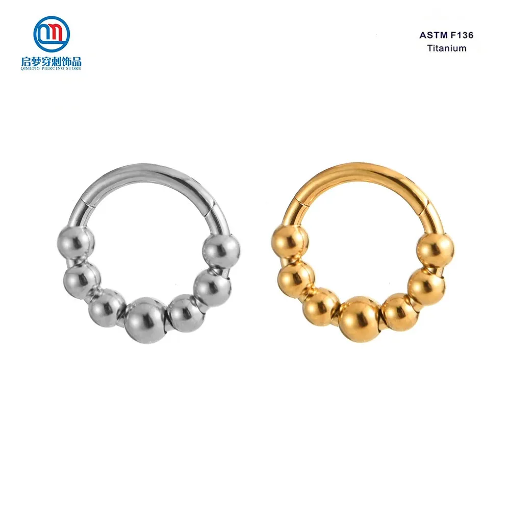 ASTM F136 Bead Clusters Septum Hinged Clicker Nose Hoop Ring Earrings ...