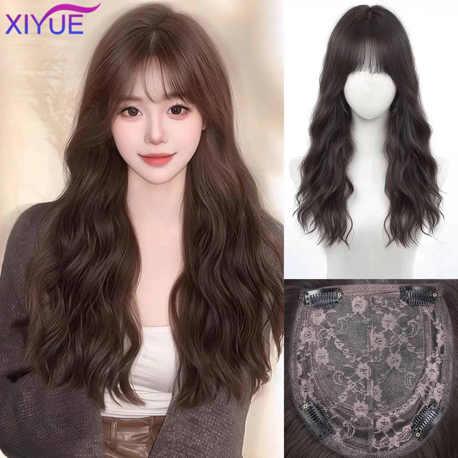 Seamless Invisible Clip-In Bangs Hair Topper - Natural White Synthetic ...