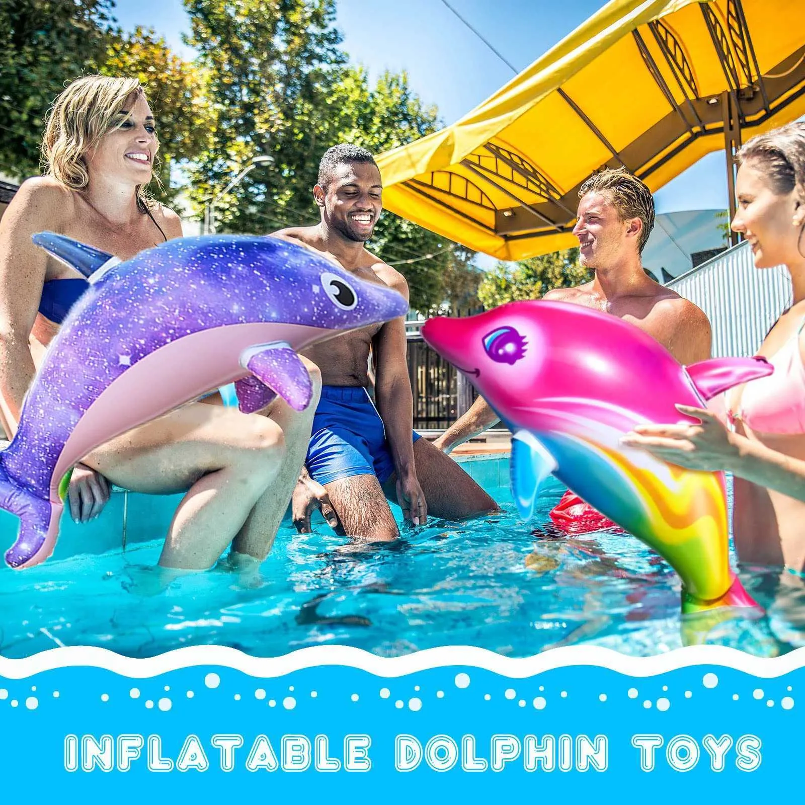 Inflatable Toy Rainbow Dolphin Swimming Party Decorations, Inflatable ...