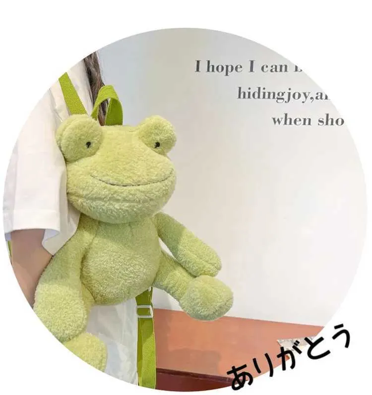 Cute Green Frog Plush Backpack For Girls Japanese Style Shoulder Bag ...