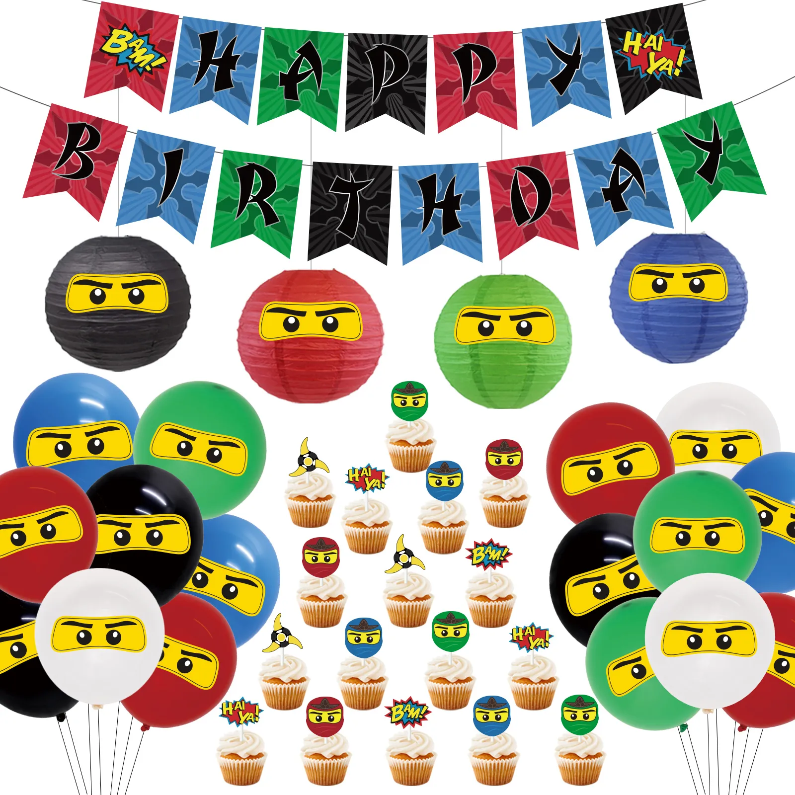 Cheereveal Ninja Theme Birthday Party B&M Party Decorations Banner ...