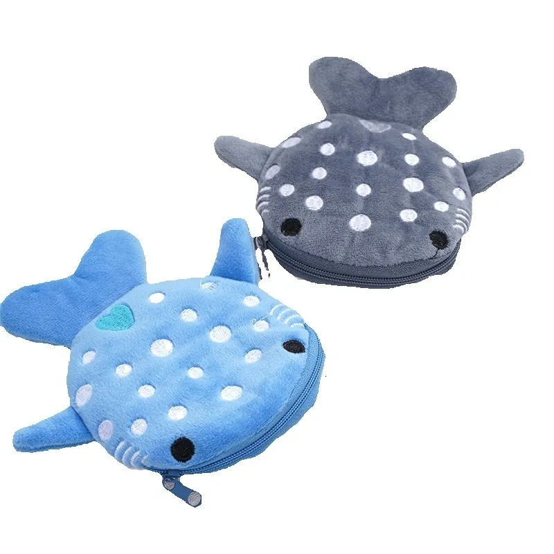2025 Cartoon Shark Coin Cute Coin Purse With Plush Zipper Bag And Data ...