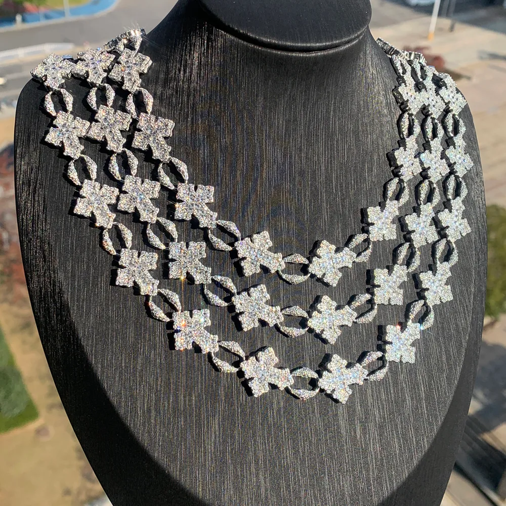 Collar Cruzado Collace Para Hombres Para Hombres PRONG SET Cúbico ...