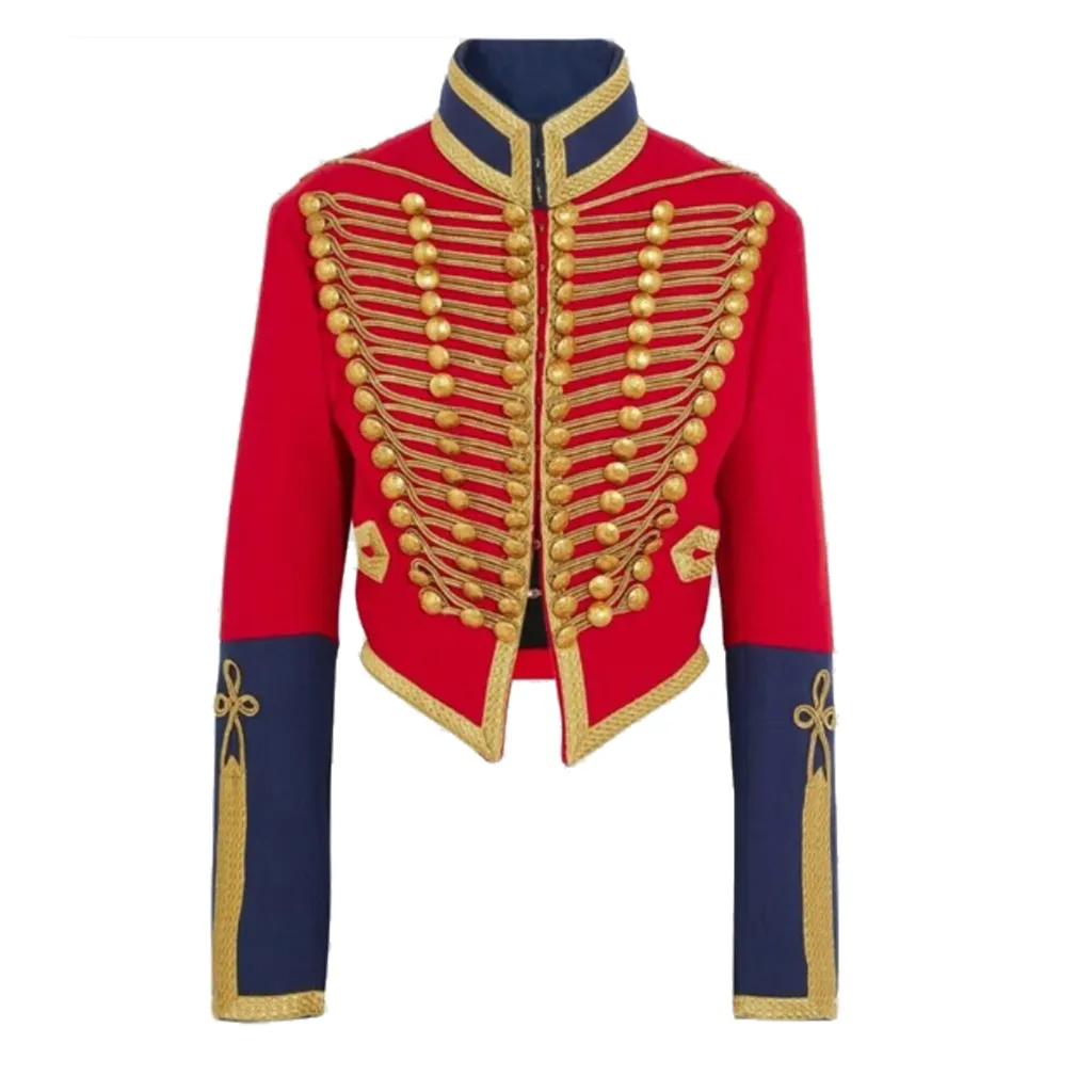 18th Century Hussar Cosplay Costume Red Jacket Victorian Military Red ...