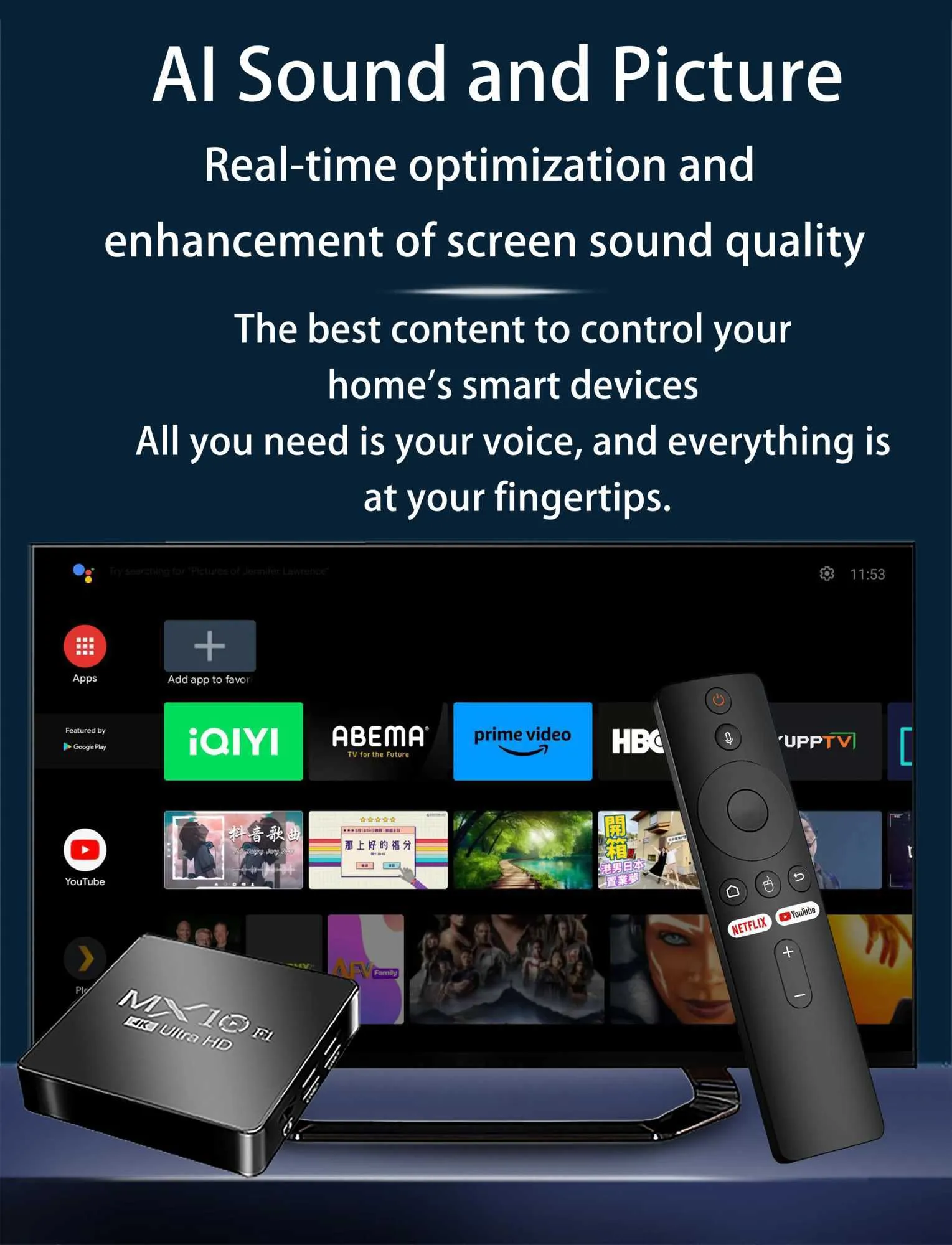2024 Android Mx Android Tv Box Decoder 4K Resolution, 13MP Camera, F1 ...