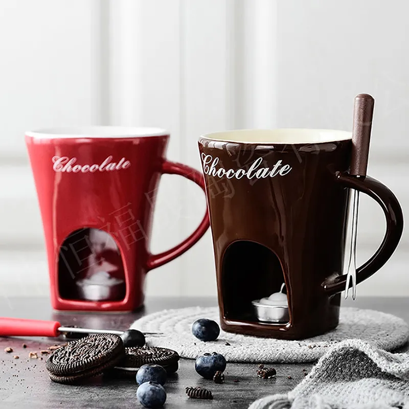 Personal Fondue Mug Set - Mini Chocolate, Cheese & Ice Cream Melting ...