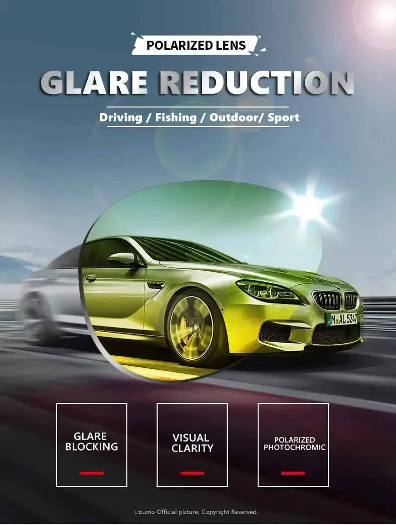 CLLOIO Pochromic Polarized Riding Sunglasses Men PC Frame Mixed Color ...