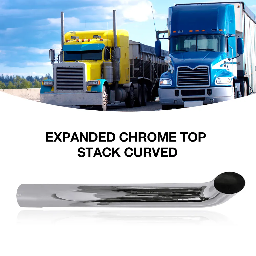7 Inch Curved Chrome Steel Truck Exhaust Pipe - Top Stack for Peterbilt ...