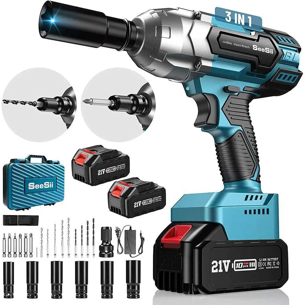 Cordless Impact Wrench 650N.m Brushless Electric Wrench Power Tool with ...