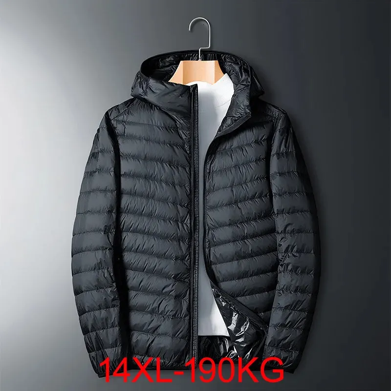 Ultra-Lightweight Men's Down Hooded Jacket - Plus Sizes 9XL-14XL ...