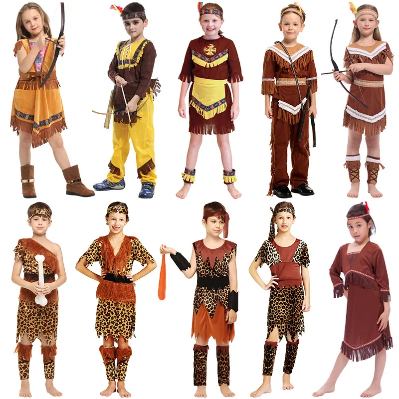 Primitive Caveman Croods Flintstones Egyptian Cosplay For Kids Leopard ...