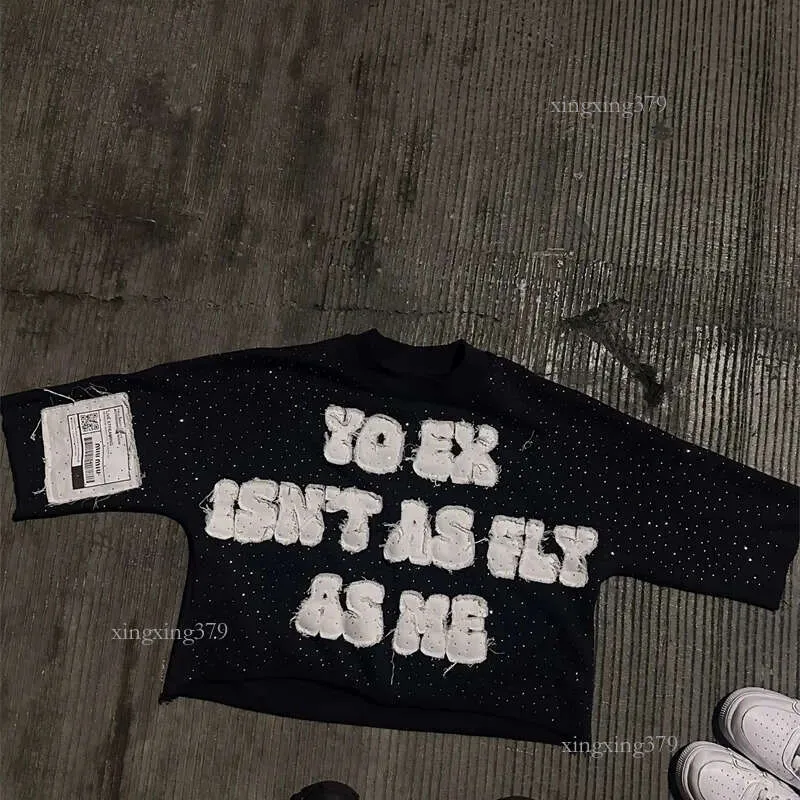 Black Fashionable Fine Flash Letter Pasting Cloth Trend T Shirts High ...