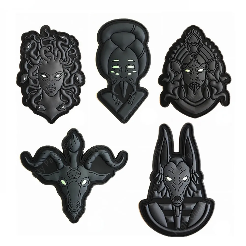 Medusa Anubis Baphomet Shiva Patch Tactical Devil Reaper PVC Badge Glow ...