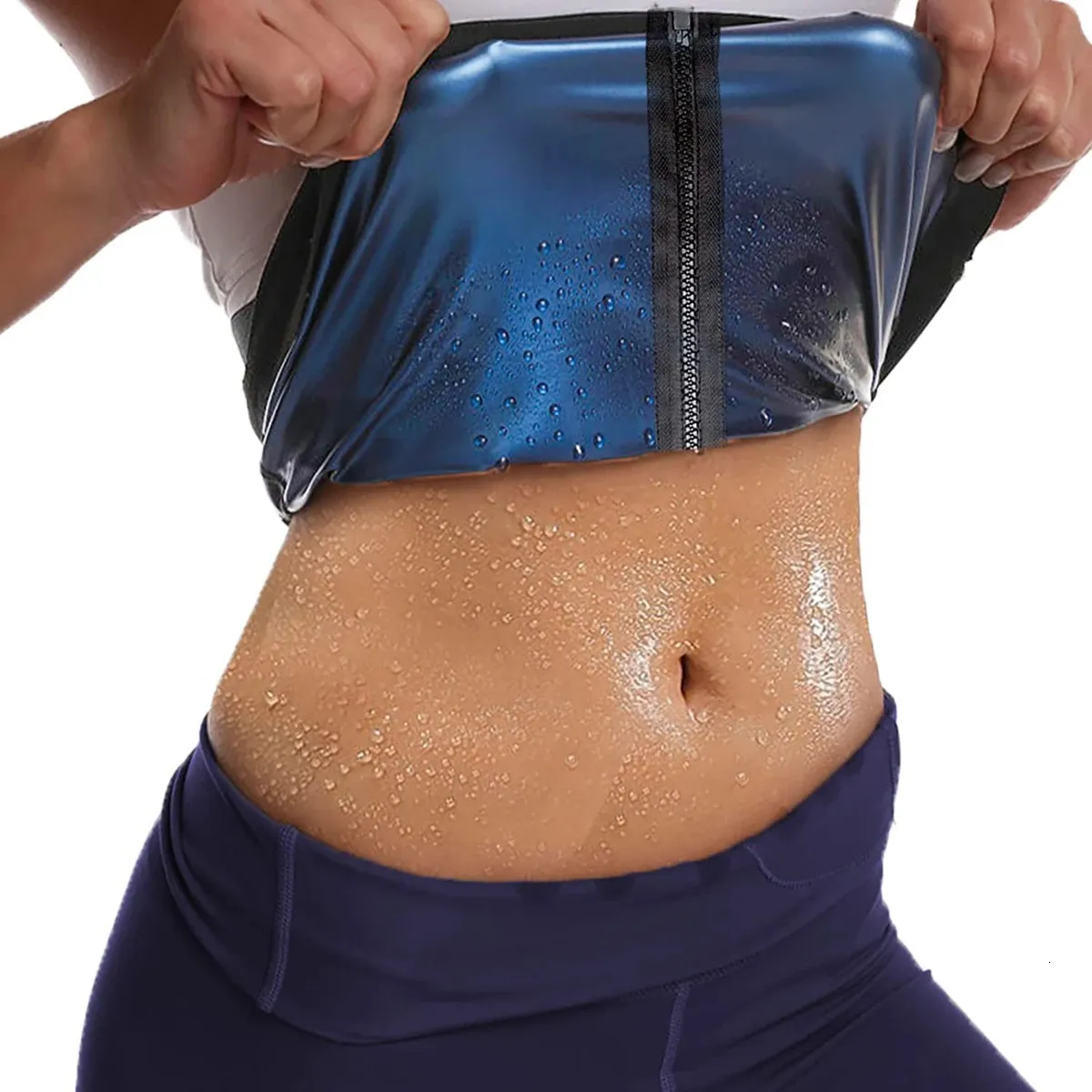 Women's Sauna Sweat Belt Waist Trainer - Blue, Tummy Control & Shaping ...