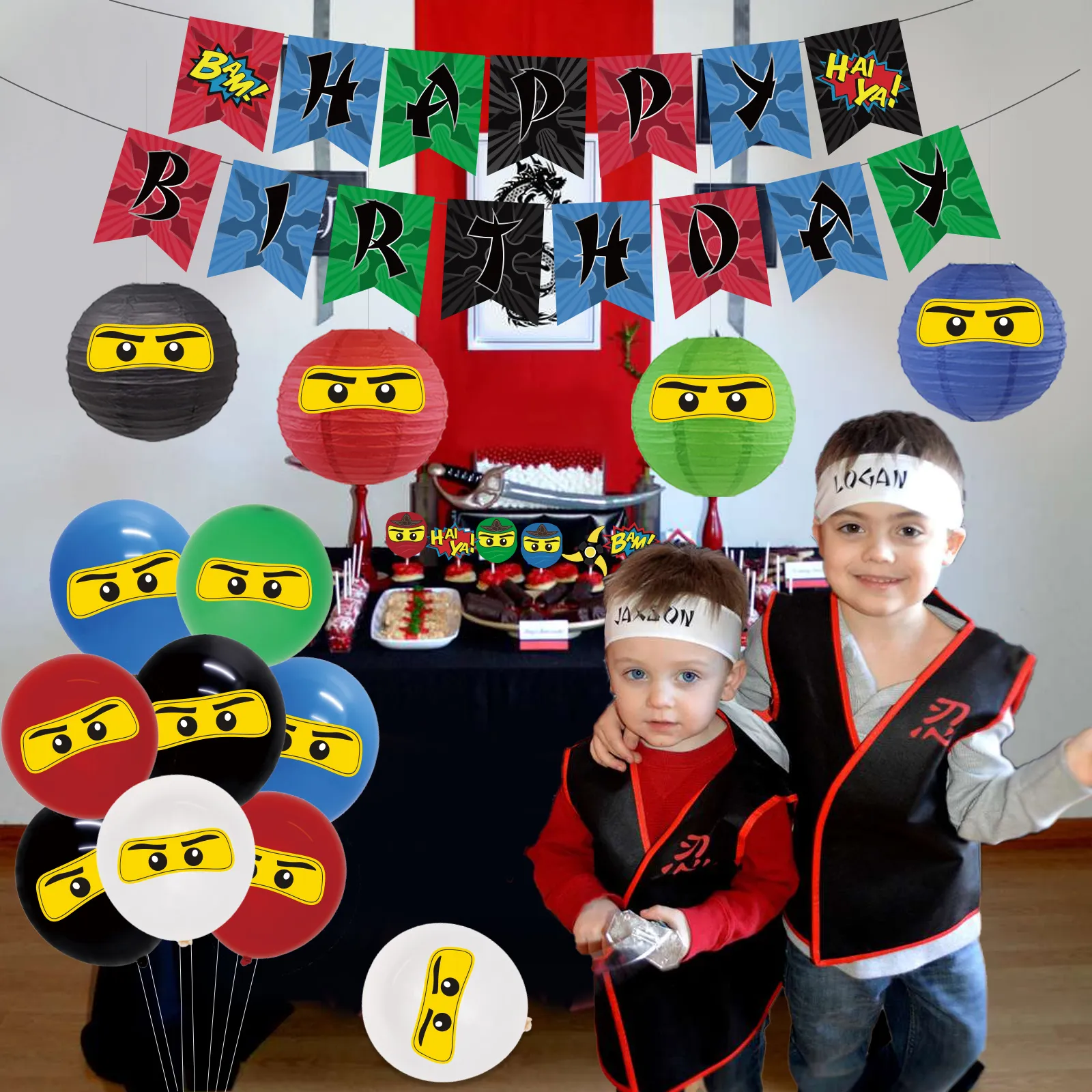 Cheereveal Ninja Theme Birthday Party B&M Party Decorations Banner ...