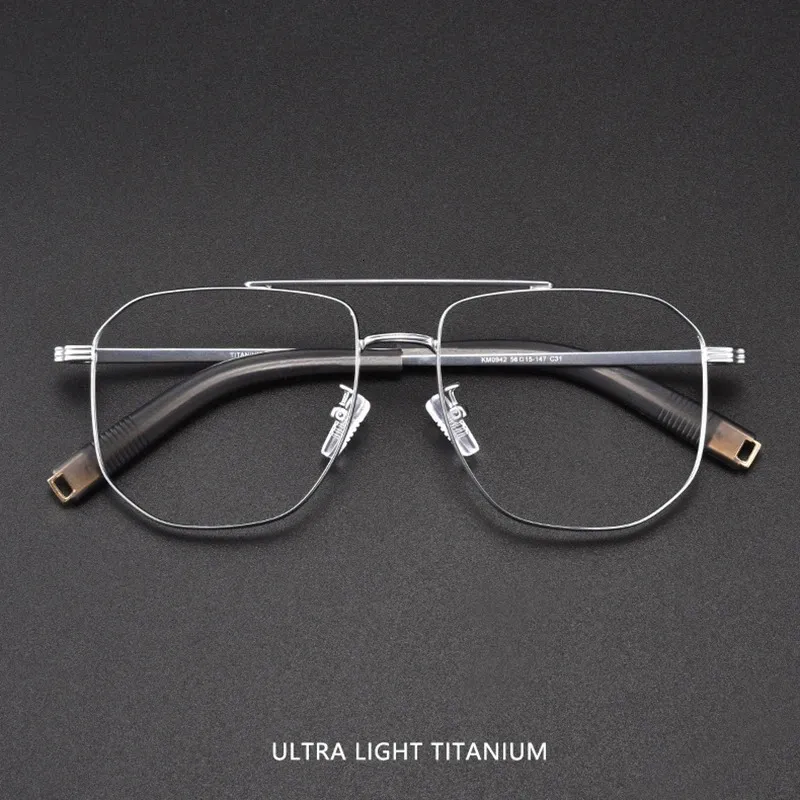 Ultra-Light Retro Pilot Double Bridge Eyeglasses Frames for Men ...