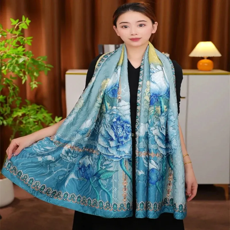 Women's Soft Silk Floral Scarf Bandana - Headscarf, Hijab, Muslim ...