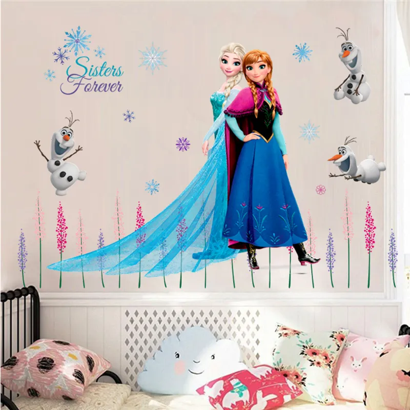 Adorable Frozen Movie Princess Wall Stickers Olaf, Elsa, Queen, Anna ...