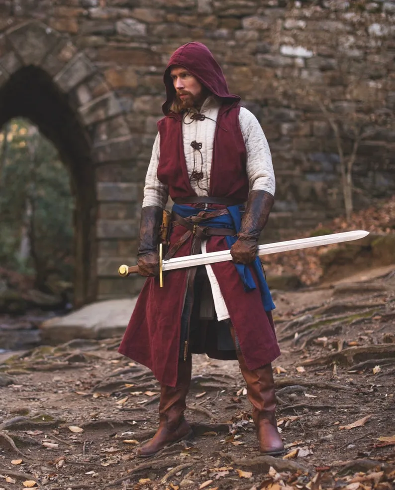 Linen Medieval Overgarment - Celtic Robe with Hood, Adult Viking ...